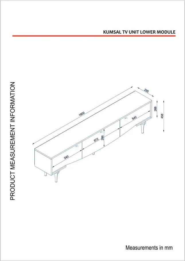 TV komoda v ořechovém dekoru Kumsal