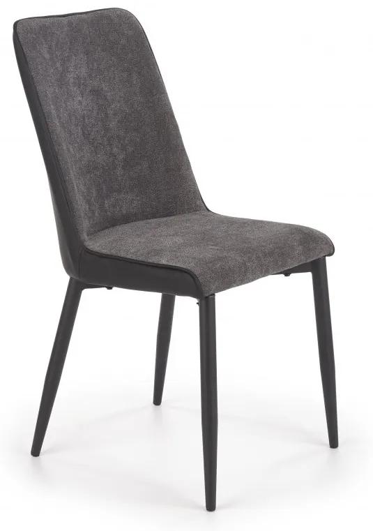 Jídelní židle NAMPA –⁠ PU kůže/tkanina, tmavě šedá