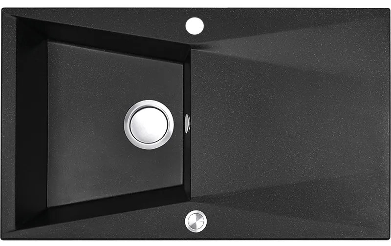 Laveo Grenada, 1-komorový granitový dřez 780x480x204 mm, černá, LAV-SBG_711T