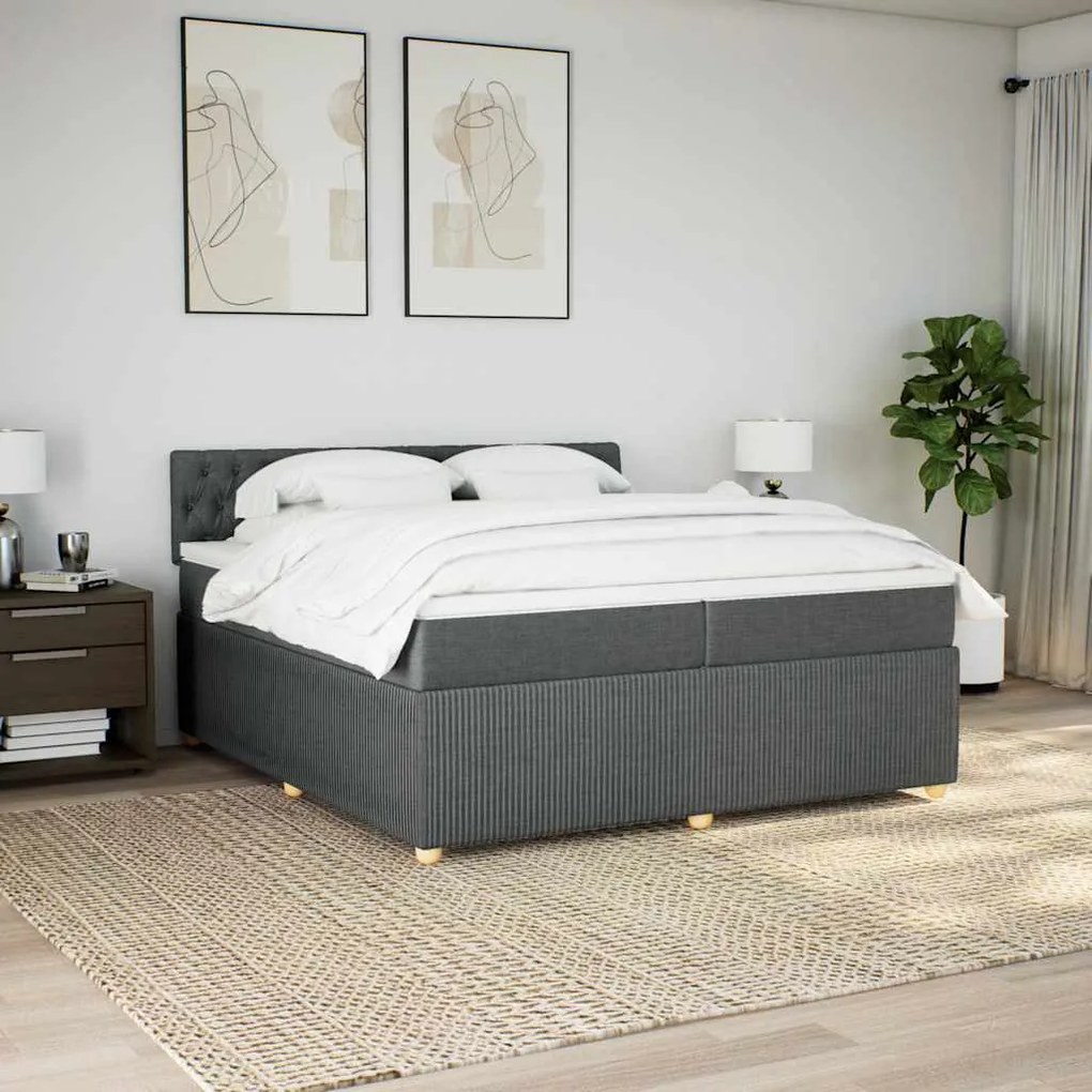 Box spring postel s matrací tmavě šedá 200x200 cm textil 3289871