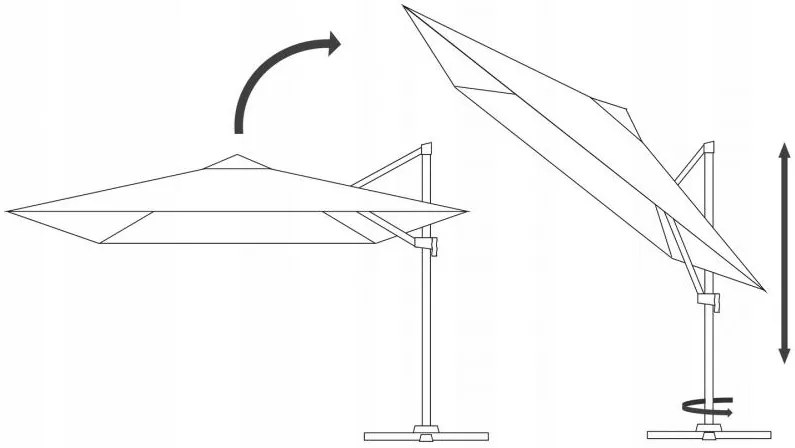 Béžový zahradní slunečník s LED osvětlením 3 x 4 m