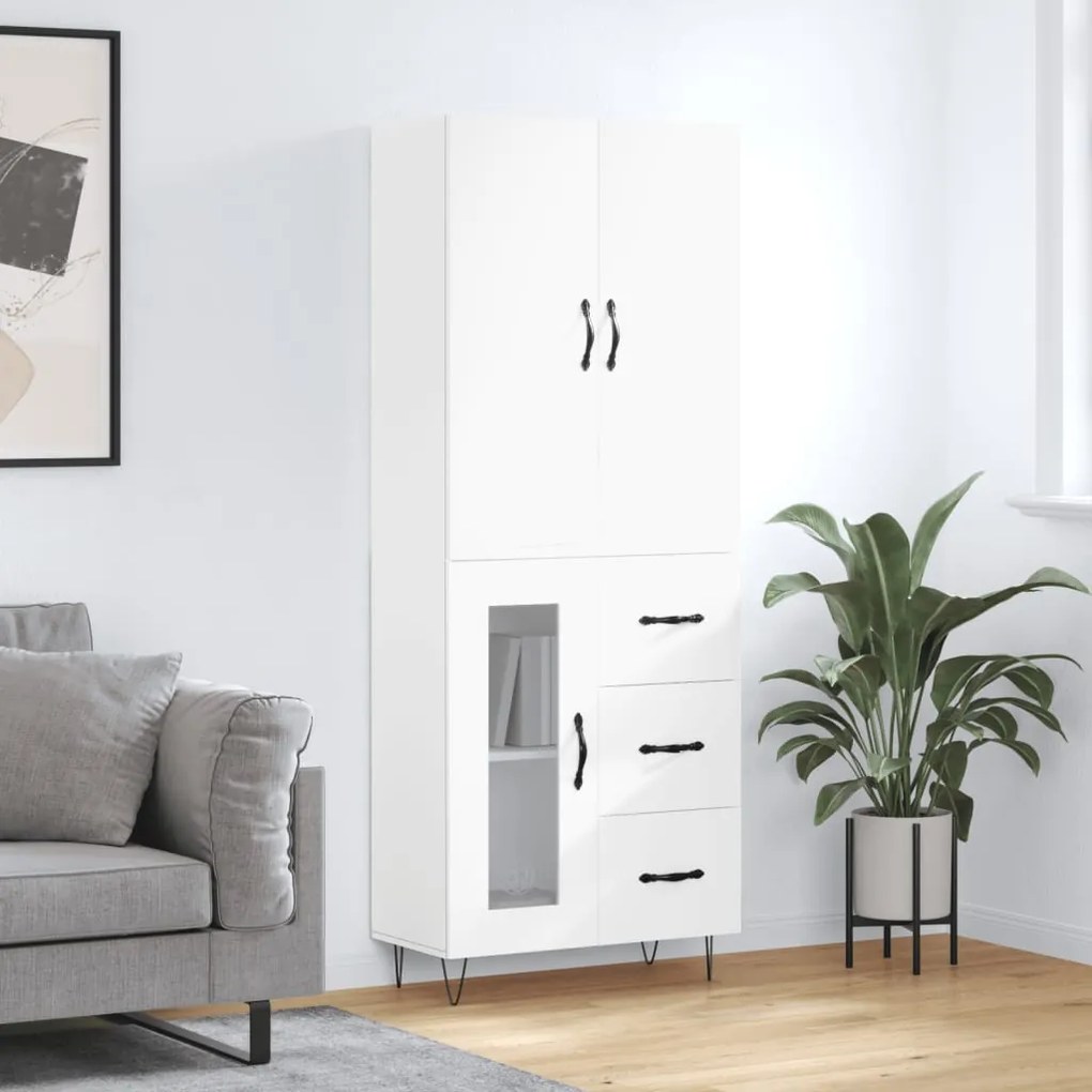 Skříň highboard bílá 69,5 x 34 x 180 cm kompozitní dřevo