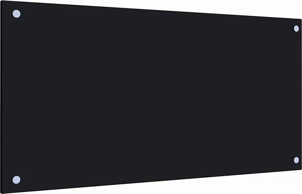 Kuchyňský panel černý 80 x 40 cm tvrzené sklo 249484