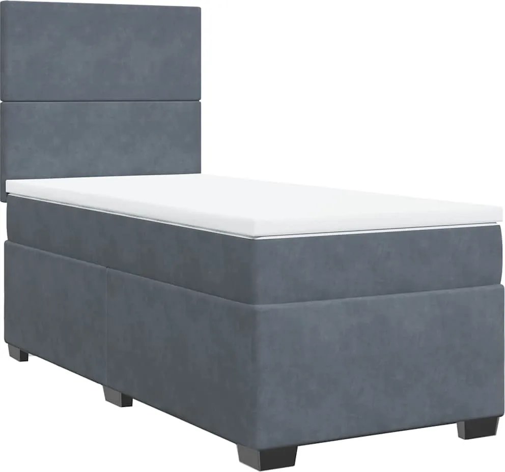 Box spring postel s matrací tmavě šedá 90x190 cm samet 3293081