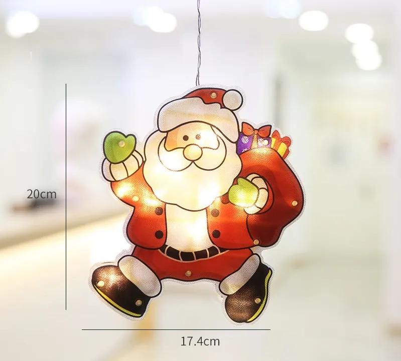 Vánoční LED závěsná dekorace do okna, Santa Claus nosí dárky