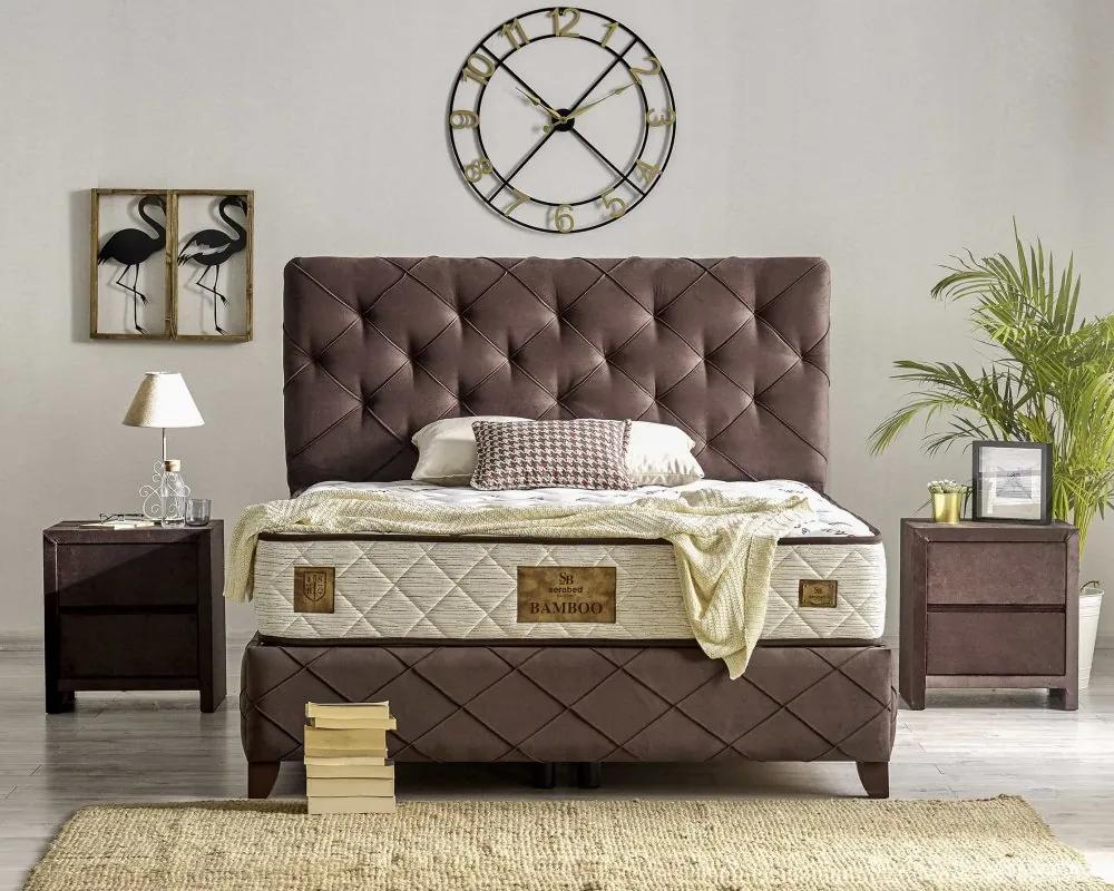 Čalouněná postel BAMBOO - hnědá 200 × 200 cm