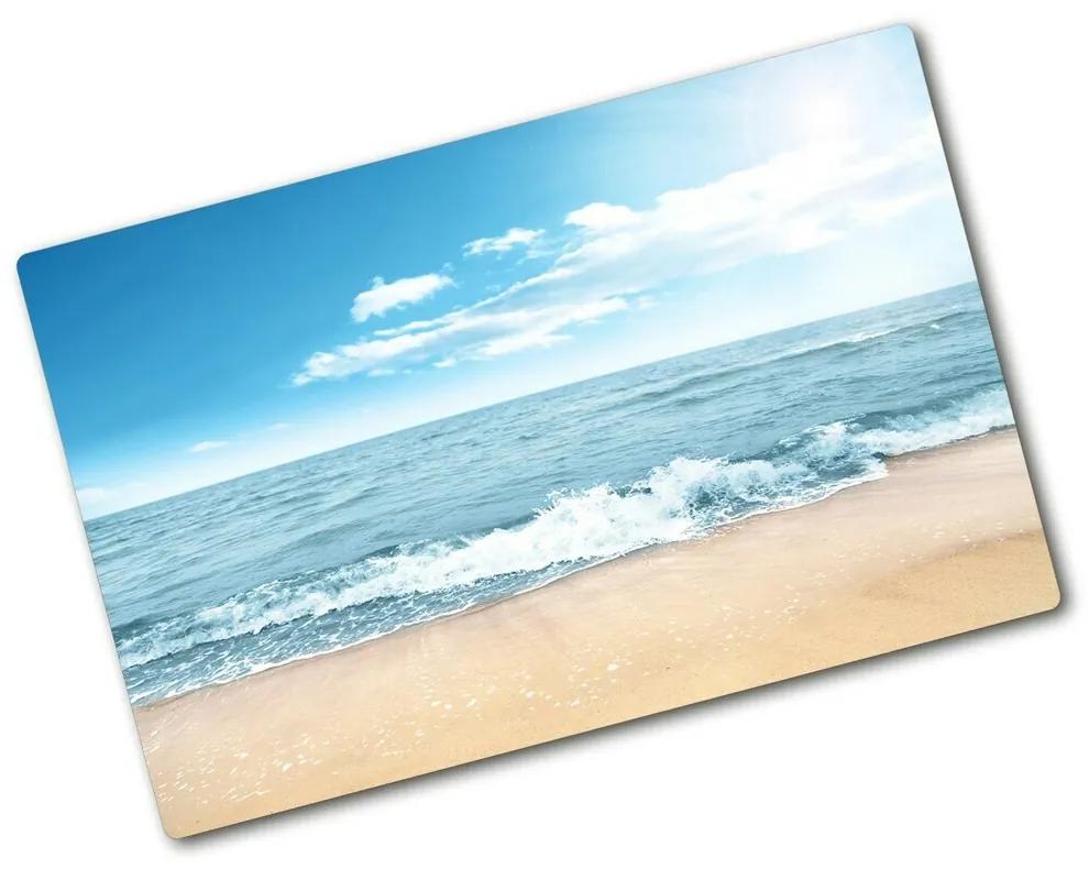 Wallmuralia Kuchyňská deska velká skleněná Pláž 80x52 cm