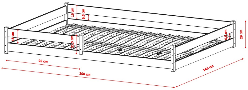 Legno Dětská postel s ohrádkou Fini bílá Rozměr (cm): 140x200