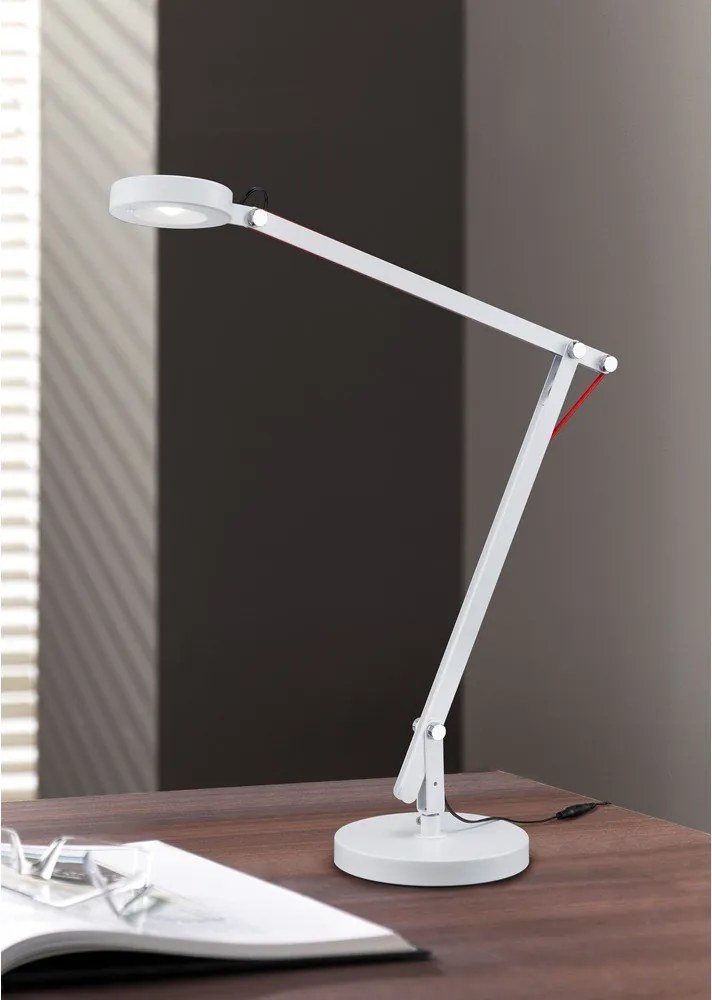 Bílá LED stolní lampa s ohybatelnou konstrukcí (výška 90 cm) Amsterdam – Trio