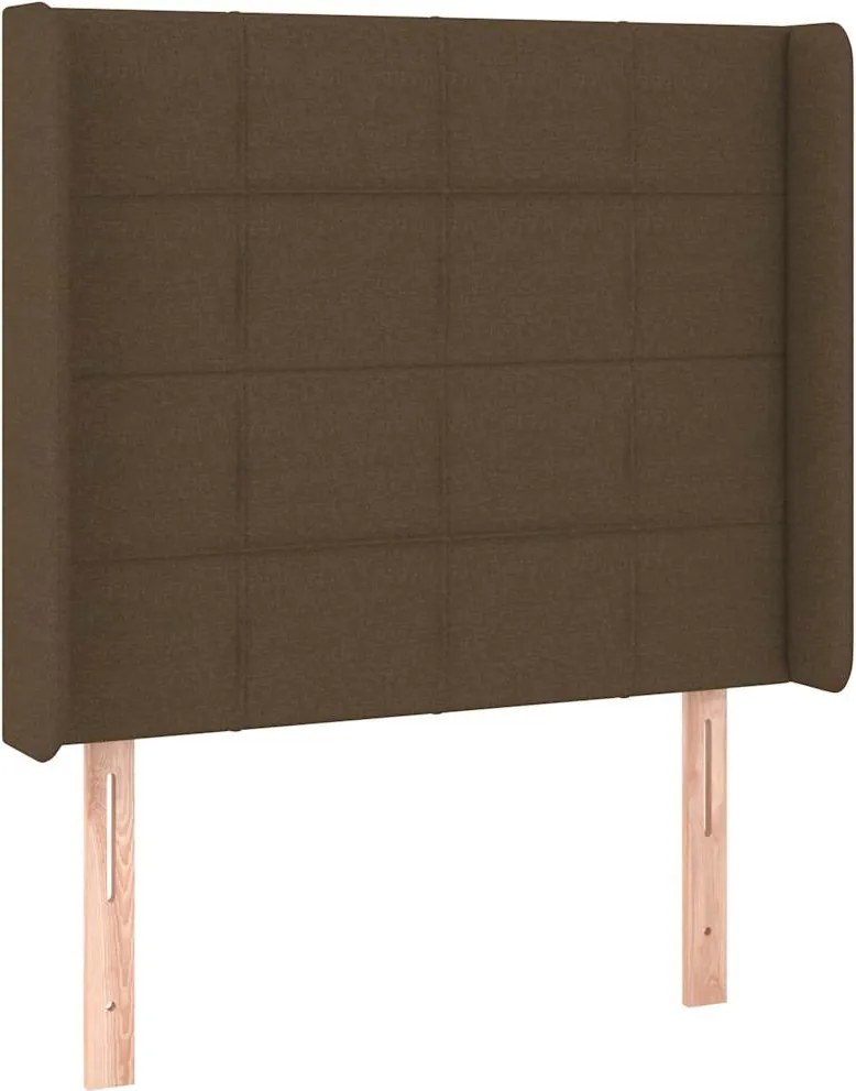 Čelo postele typu ušák tmavě hnědé 83x16x118/128 cm textil 3119557