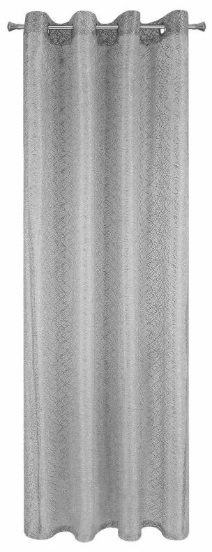 Stříbrná záclona na kroužcích AMANDA 140x250 cm