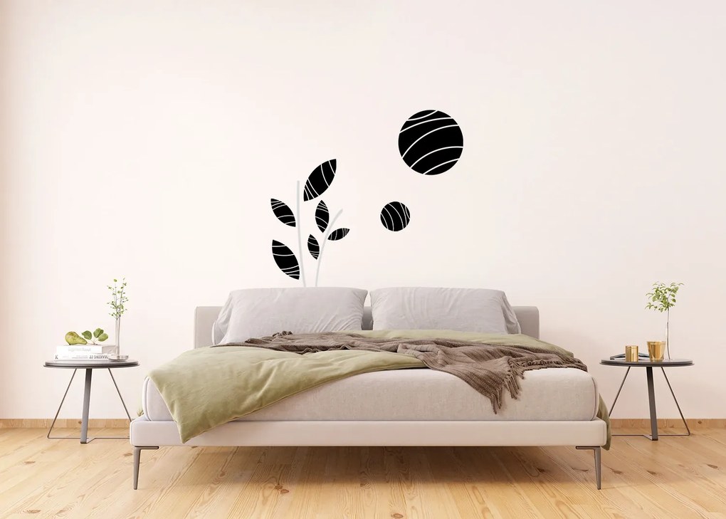 Samolepka na zeď Černo-Bílá Abstrakce s Květinami | 65 x 85 cm | DFL0486