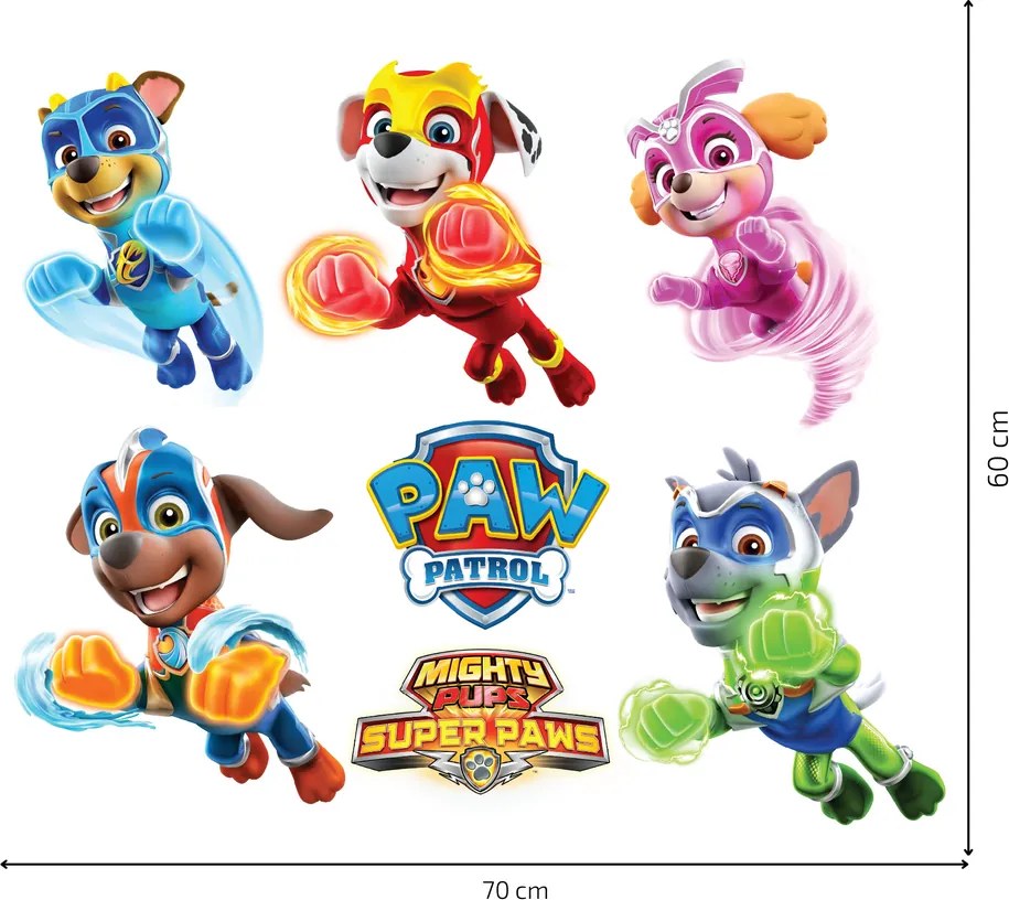 Samolepka na zeď "PAW Patrol - Mighty Pups"