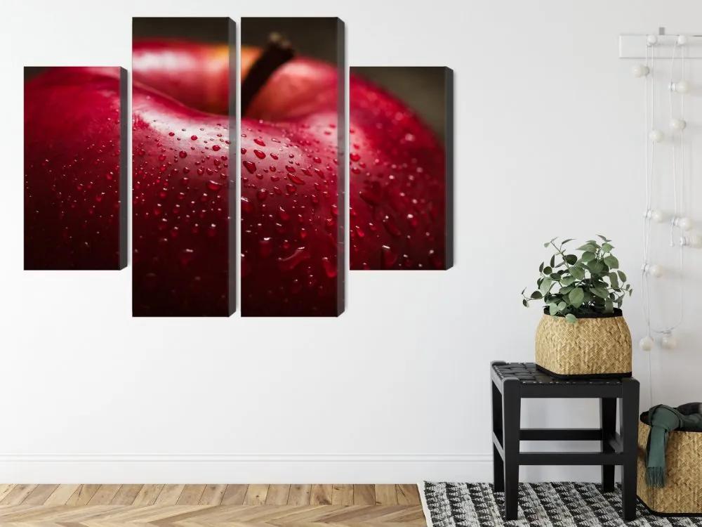 Vícedílný obraz Červené Jablko V Makro Měřítku Nedostatek Nedostatek Plátno Canvas 80x60