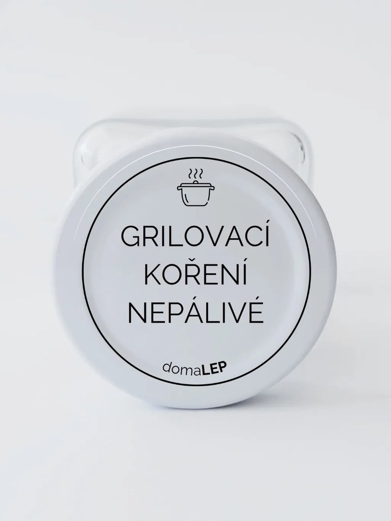 Samolepka na kořenky GRILOVACÍ KOŘENÍ NEPÁLIVÉ průhledná 5 cm základní písmo