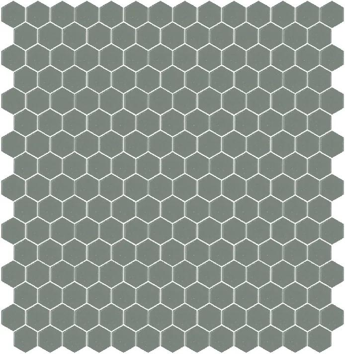 Hisbalit Skleněná mozaika šedá Mozaika 305A SATINATO hexagony 2,3x2,6 (33,33x33,33) cm - HEX305ALH