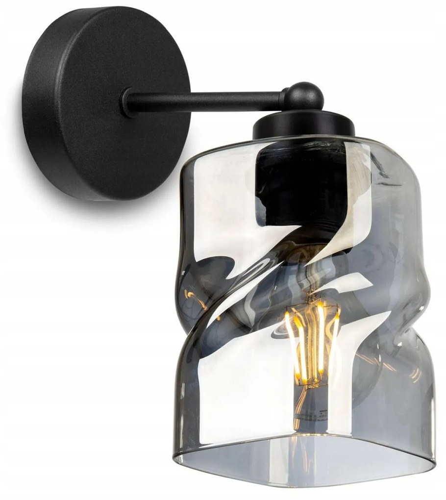 Light for home - Nástěnné svítidlo ve stylu Art-Deco se skleněným stínidlem NIKI 2196/K, E27, Černá