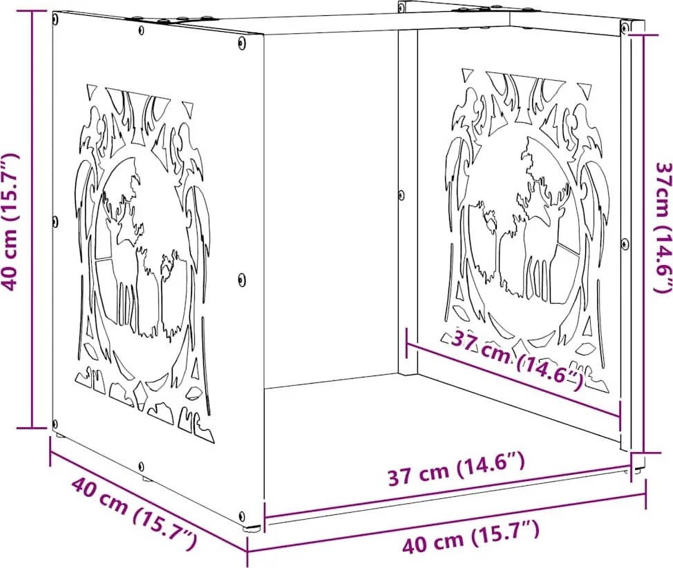 vidaXL Stojan na palivové dřevo 40x40x40 cm [864252] Barva: antracitová