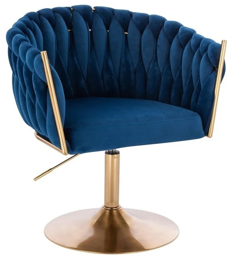 LuxuryForm DESIGN Otočná židle NORDEN VELUR na zlatém talíři - modrá