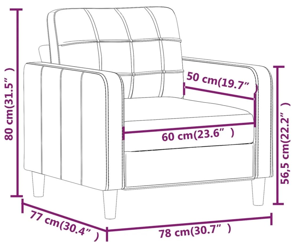 Křeslo šedé 60 cm umělá kůže