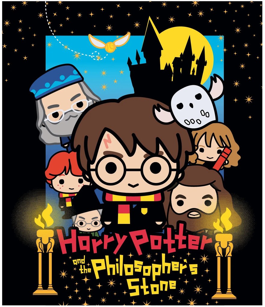 Dětská plyšová deka Harry Potter s přáteli - nano coral s gramáží 220 gr./m² - 120 x 150 cm