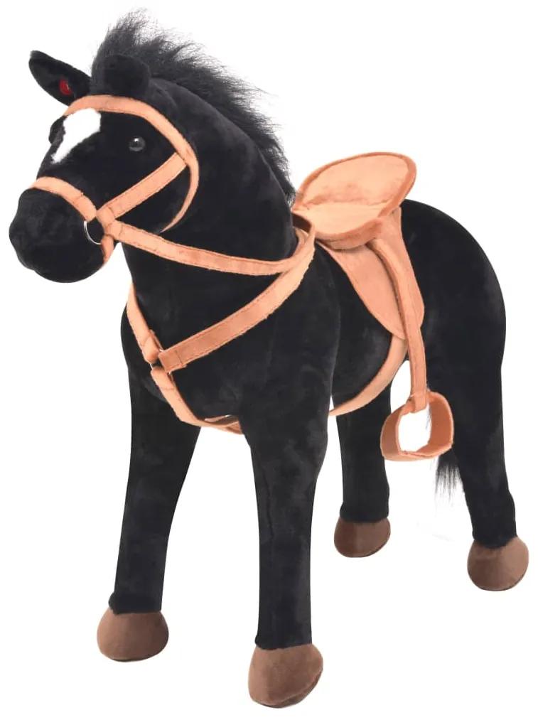 91310 vidaXL Stojící hračka kůň plyšový černý