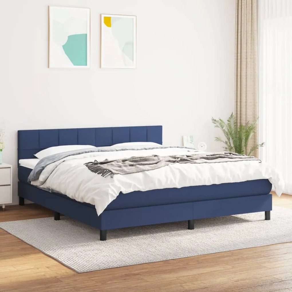 Box spring postel s matrací modrá 160x200 cm textil 3140071