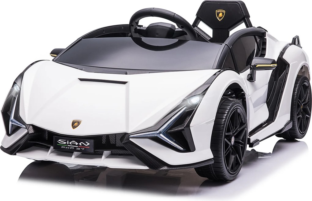 Dětské autíčko HOMCOM Lamborghini, s dálkovým ovládáním, 3 rychlosti, bezpečnostní pásy, hudební (MP3/USB) světlo, nosnost 25 kg, pro 37-60 měsíců, b…