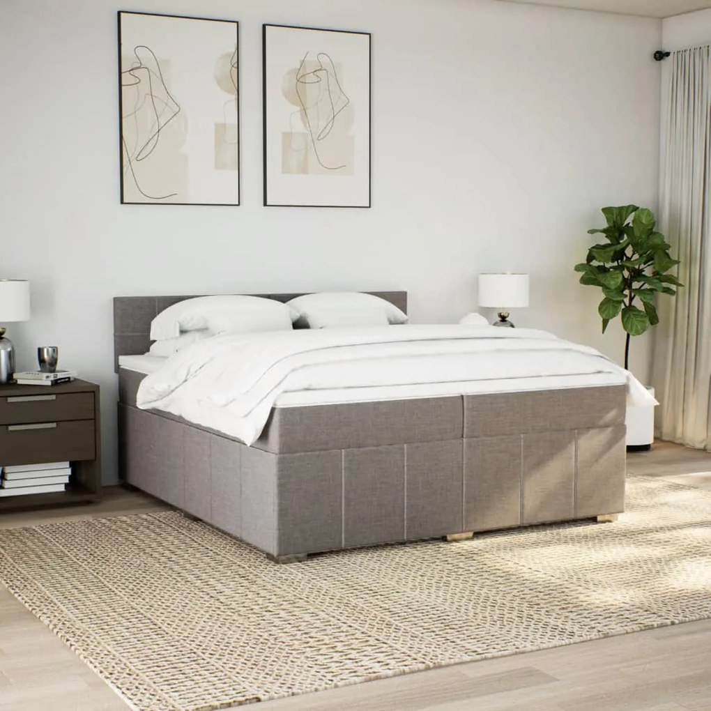 Box spring postel s matrací taupe 200x200 cm textil 3287179