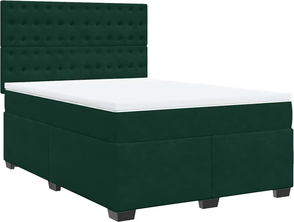 Box spring postel s matrací tmavě zelená 160x200 cm samet 3293269