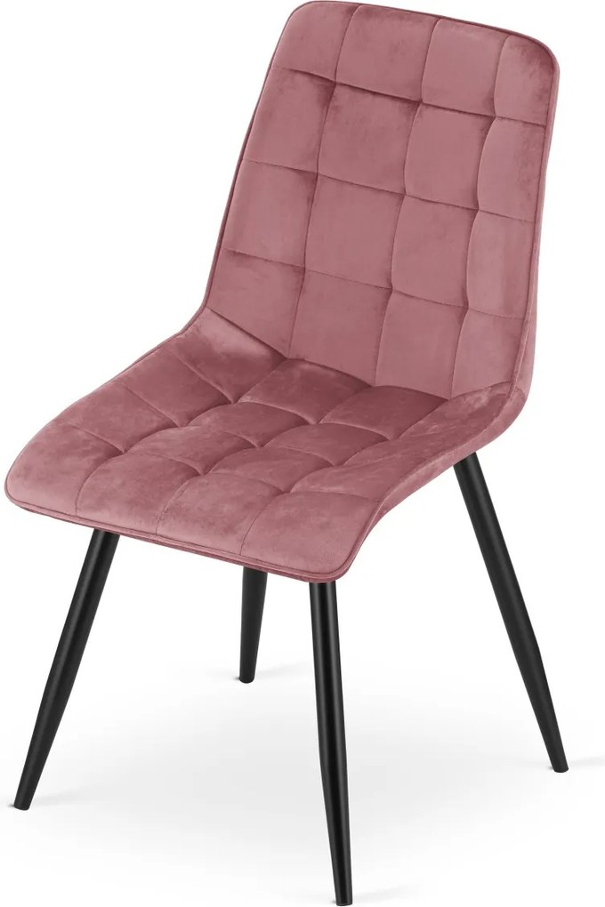 Jídelní židle SPLIT VELVET s černými nohami, tmavě růžová