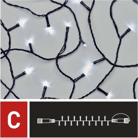 Propojovací vánoční řetěz bez zdroje EMOS Connecting D1AC02 ZY1924 50LED 5m studená bílá