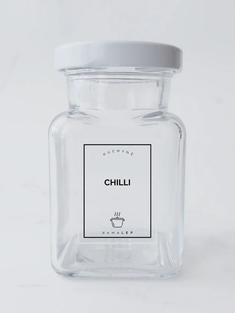 Samolepka na kořenky CHILLI průhledná 3 × 4 cm tučné písmo