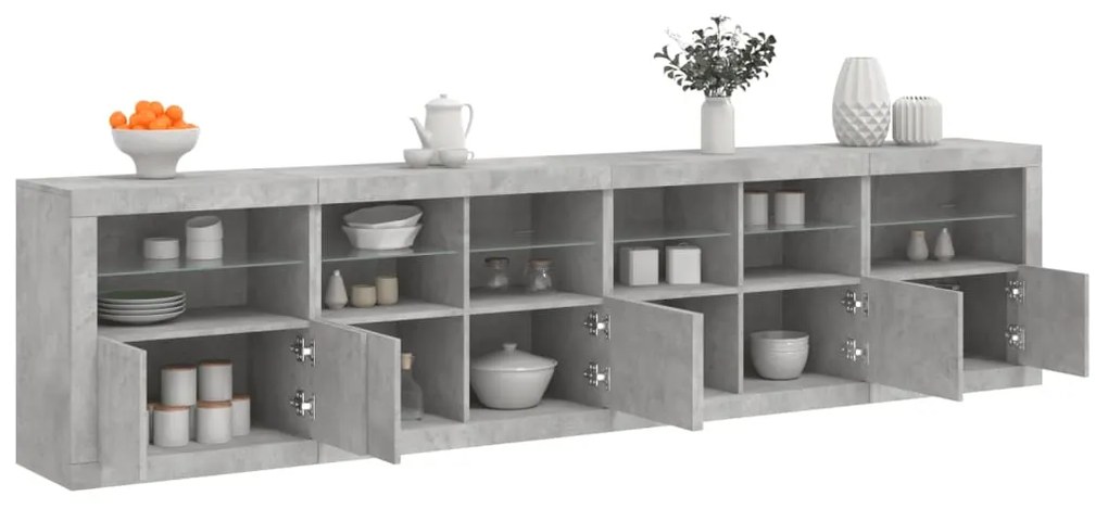 Příborník s LED osvětlením betonově šedý 283 x 37 x 67 cm 3209019