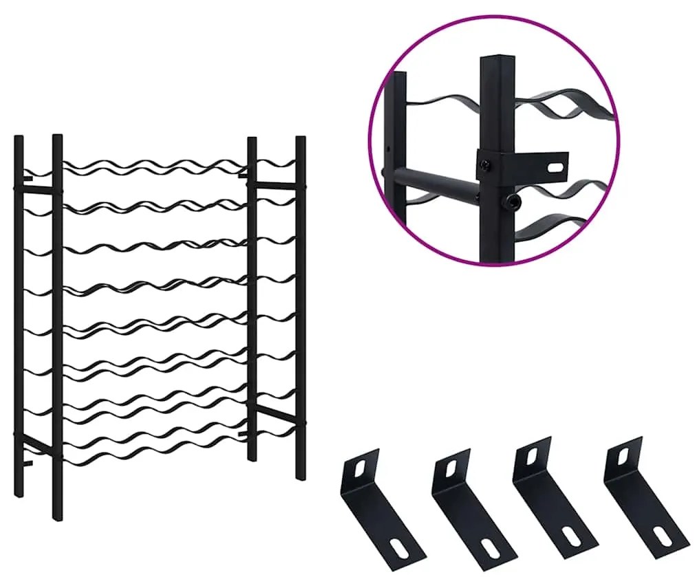 vidaXL Marketos Stojan na víno na 48 lahví černý kov