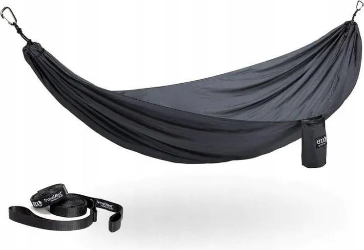 Turistická houpací síť s zavěšením TravelNest Hammock & Straps Combo Charcoal
