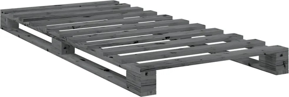 Rám postele s čelem šedý 90 x 200 cm masivní borové dřevo 3281562