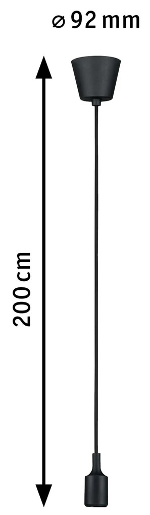 Paulmann 50346 Neordic Ketil 1, černé závěsné svítidlo, 1x max20W E27, IP44