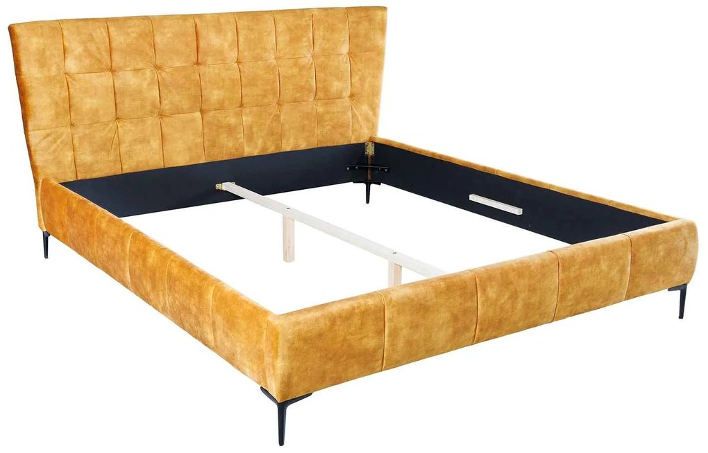 Designová postel Bailey 160 x 200 cm hořčičný samet