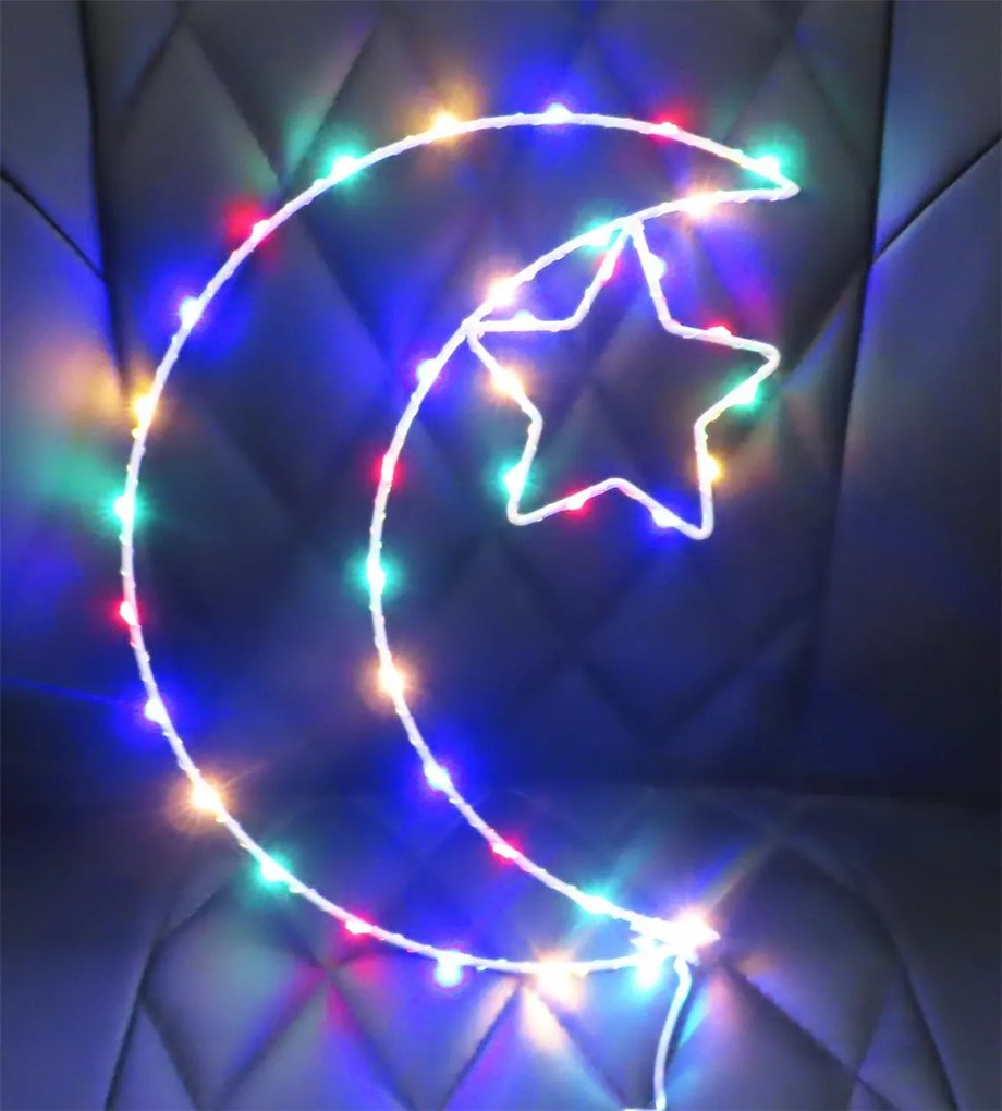 HJ LED světelná dekorace ve tvaru měsíce a hvězdy (USB nebo AA baterie) LED barva: Studená bílá/Cold white