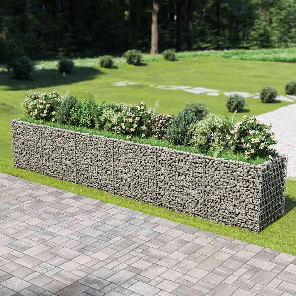 Gabionový vyvýšený záhon pozinkovaná ocel 540 x 90 x 100 cm 143554