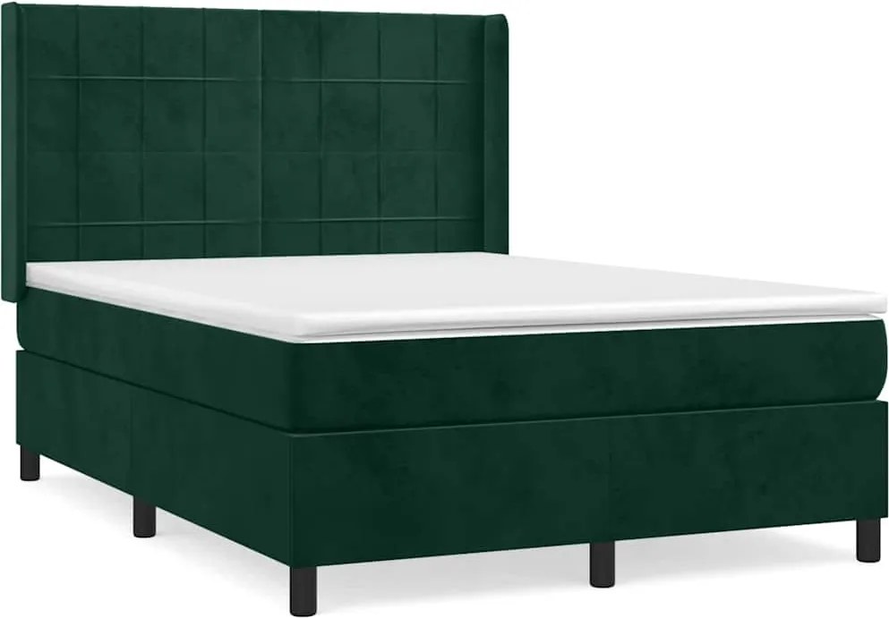 Box spring postel s matrací tmavě zelená 140x190 cm samet 3132678