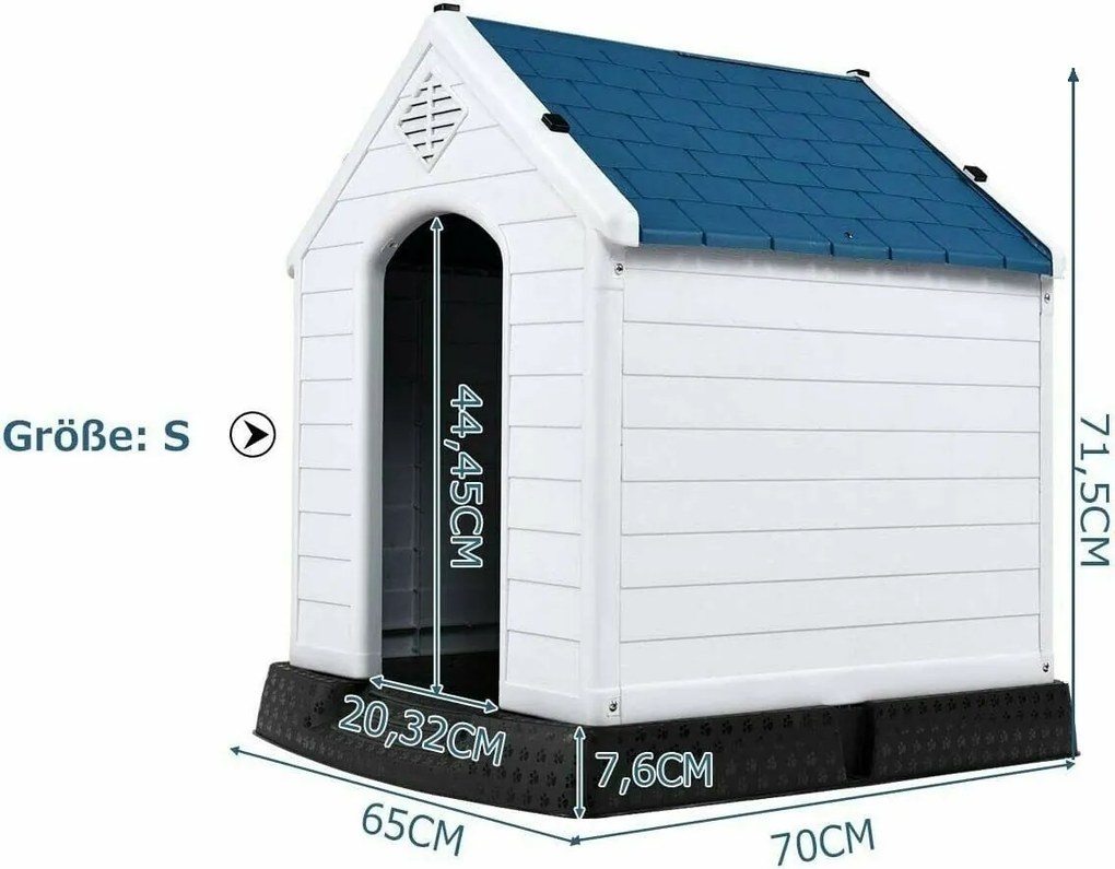 Costway Dog House Dog Jeskyně s vyvýšenou podlahou modro, modrá a bílá