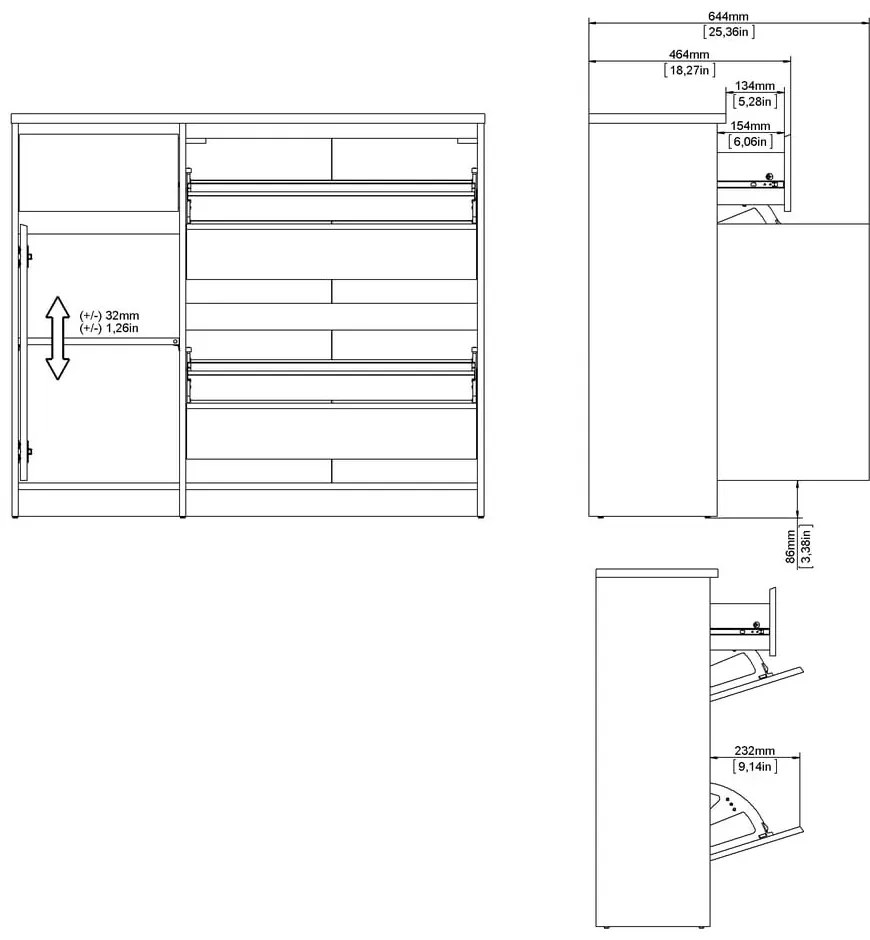 Výklopný botník v dekoru dubu v přírodní barvě 109x93x32 cm Naia – Tvilum