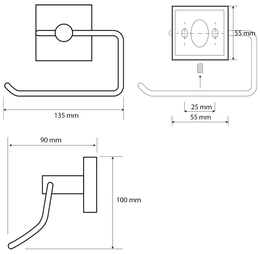 Mosazný držák na toaletní papír ve stříbrné barvě Sapho X-Square