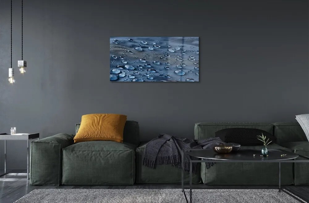Obraz na skle Vodní kapky makro 125x50 cm
