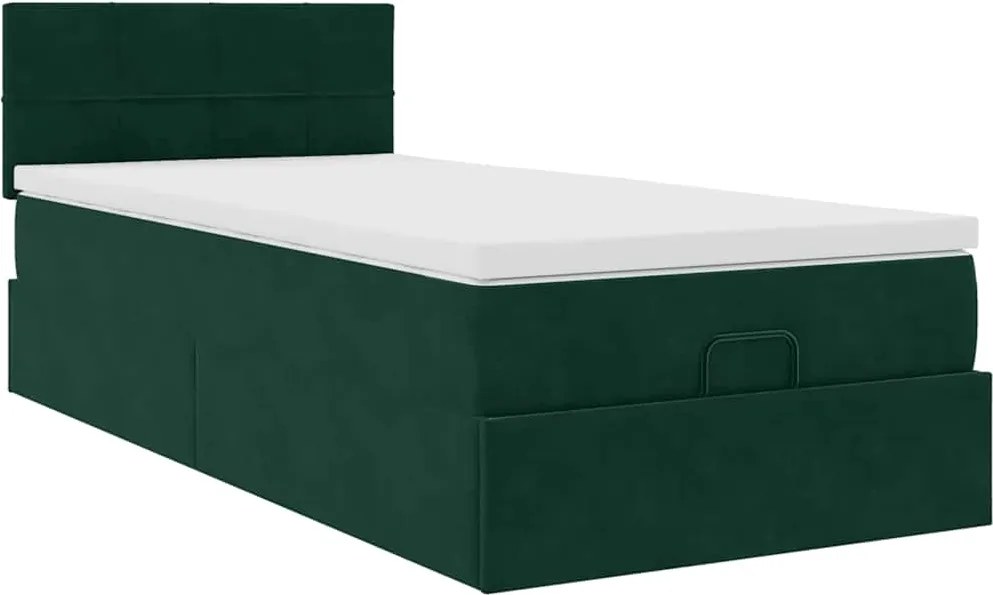 Osmanský rám postele s matrací tmavě zelené 100x200cm samet 3312605