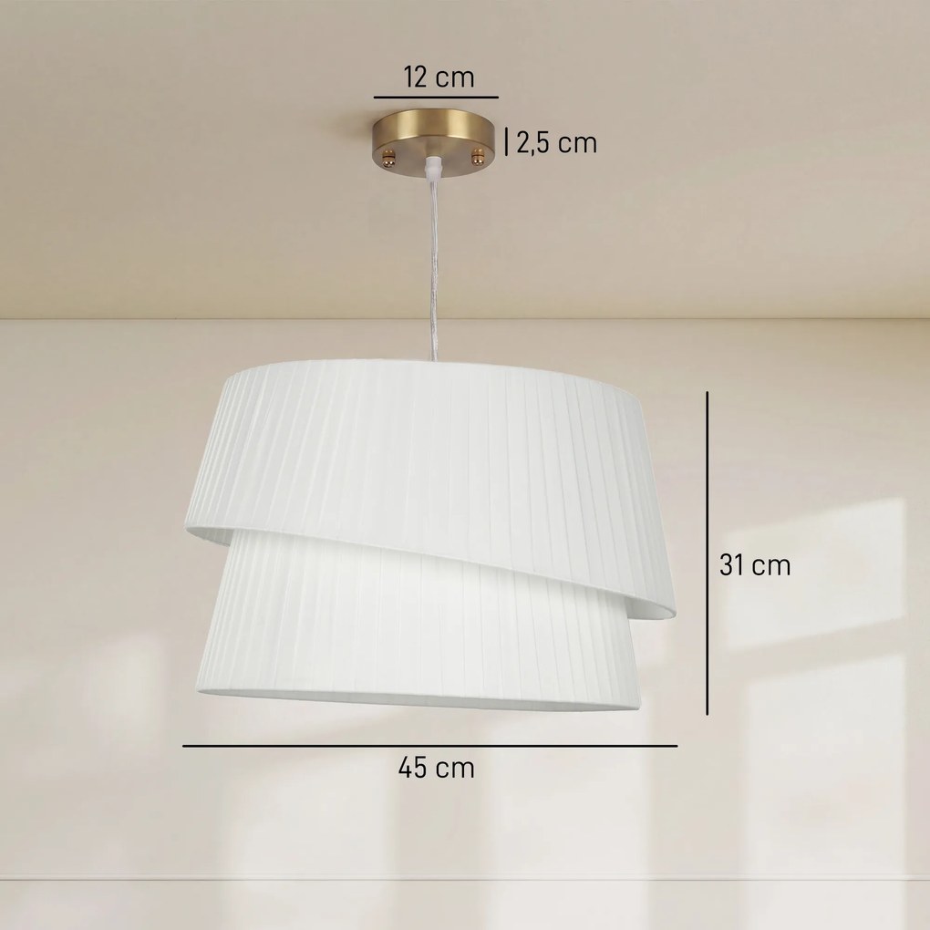HOMCOM Elegantní závěsné svítidlo s dvojitým stínidlem, výškově nastavitelné, do obývacího pokoje, bílé