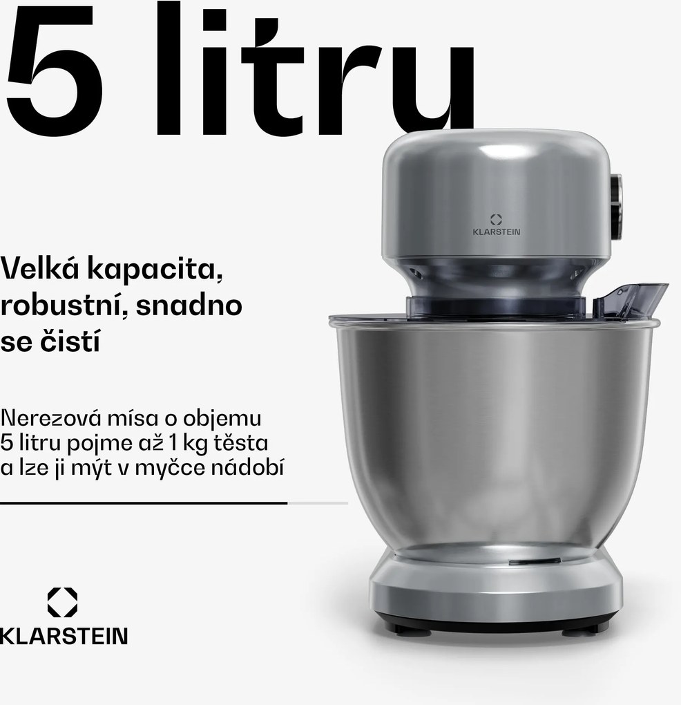 Klarstein Bella Evo kuchyňský robot | planetární míchací systém | 3 nástavce na mixování | 1500 W | 5 l