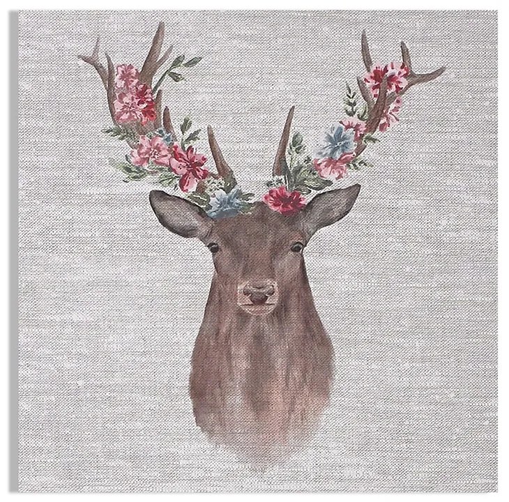 Graham &amp; Brown Bezrámový obraz 105387, Watercolour Floral Stag, Graham &amp; Brown